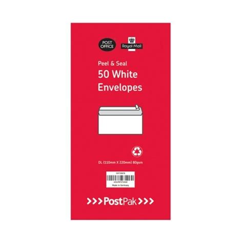 Postpak Dl Peel And Seal White 80gsm 50 Envelopes Pack Of 10 9730878 9730878 4014987274268