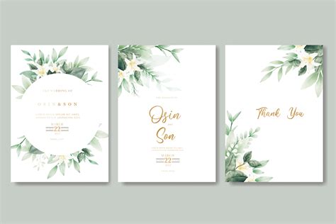 Wedding Invitation Card Green Leaves Graphic By Ningsihretno262 · Creative Fabrica