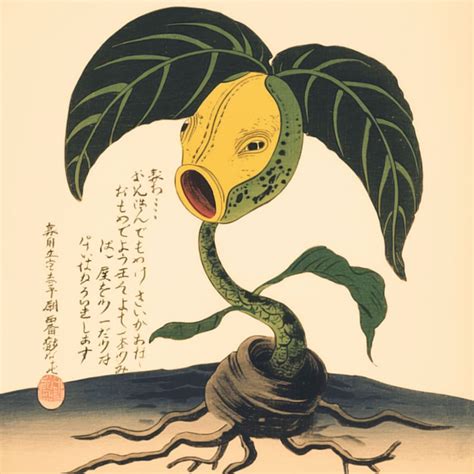 Bellsprout Ukiyo E Poster Pokémon Inspired Art Matte Print Unique