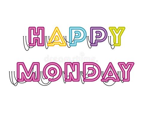 Happy Monday Label In Neon Light Icon Stock Vector Illustration Of