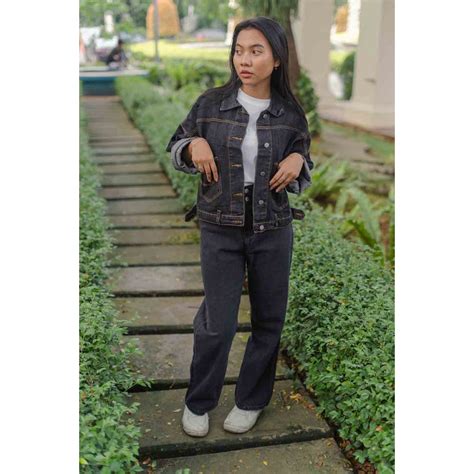 Jual Jaket Denim Wanita Murah Oversize 1632 4991 Crop Shopee Indonesia
