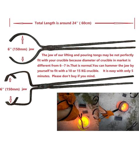 Lsmiitth Crucible Lifting And Pouring Tongs Gas Melting Furnace Casting