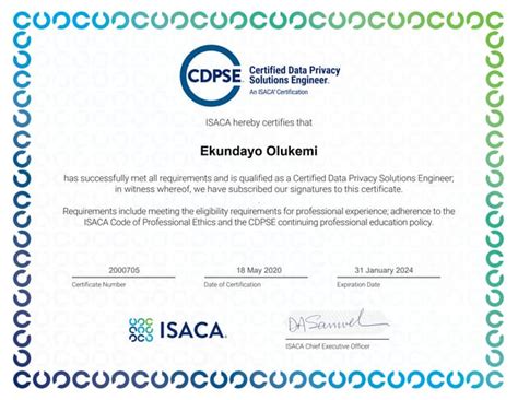 Ekundayo Olukemi Certified Data Privacy Solutions Engineer Cdpse