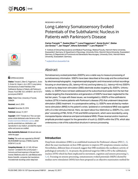 Long Latency Somatosensory Evoked Potentials Of The Subthalamic Nucleus In Patients With