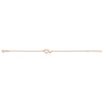 Sterling Silver And Rose Gold Plated 20cm Double Heart Bracelet Shiels
