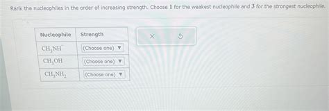 Solved Rank The Nucleophiles In The Order Of Increasing
