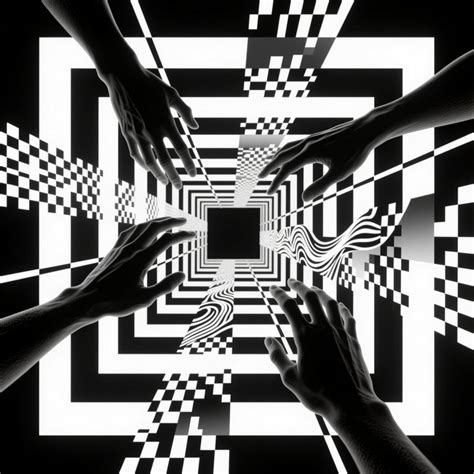 Free Dimensional Digital Vortex Image Monochrome Geometric Abstract