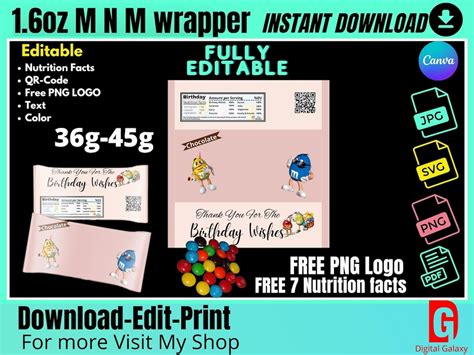 Mandm Wrapper Template M And M Wrapper 36g And 45g Free Nutrition Facts And Logo And Clip Arts
