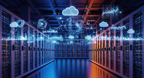 Futuristic Cloud Computing Data Center With Ai Cybersecurity And Big