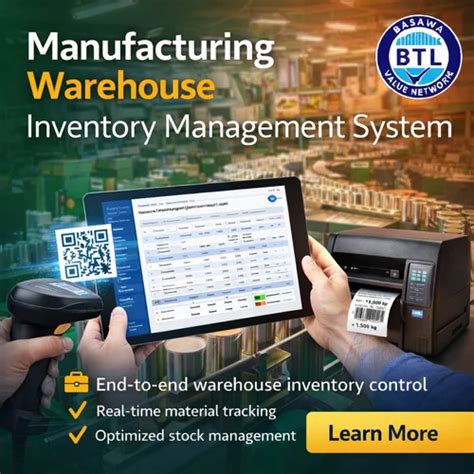 Manufacturing Warehouse Inventory Management System At ₹ 125000month