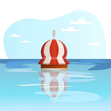Premium Vector Buoy Illustration Sea Water Striped Float Editable Vector
