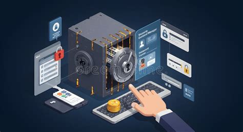 Isometric Secure Data Storage Illustration With Strong Authentication Isometric Secure Data Storage Illustration With Strong Authentication