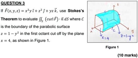 Solved Question 3 If F X Y Z X 2yi Z 3j Yzk Use Stokes Theorem