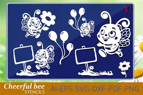 Cheerful Bee Stencils Graphic By Светлана Зиновьева · Creative Fabrica