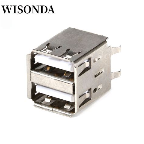 10pcs Double Usb Type A Female Solder Jacks Connector Pcb Socket Usb A