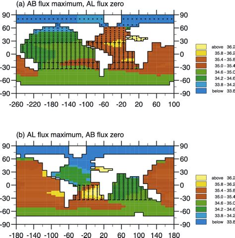 Fields Of Model Surface Salinity Psu For Ad 2000 A Ab Flux