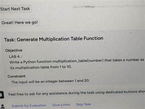 Task Generate Multiplication Table Function Studyx