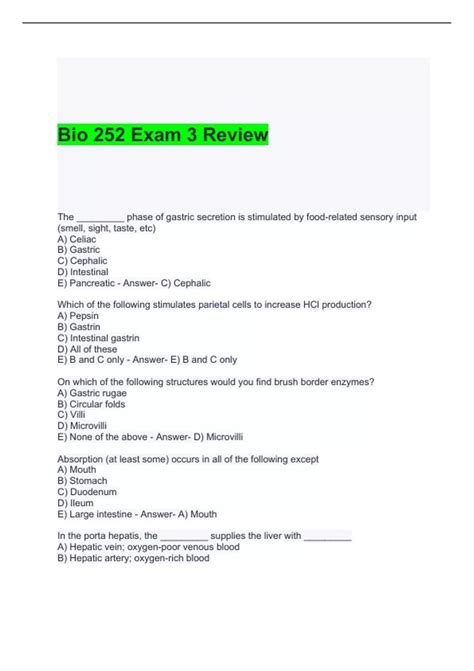 Bio 252 Exam 3 Review Questions And Answers 2024 Bios 252 Stuvia Us