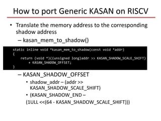 Experience On Porting HIGHMEM And KASAN To RISC V At COSCUP PPT