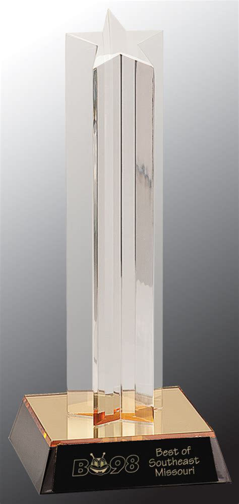 Custom Engraved Clear Acrylic Star Award With Gold Black Base 9