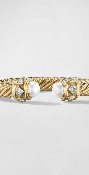 David Yurman Renaissance Bracelet With Pearls And Diamonds In 18k