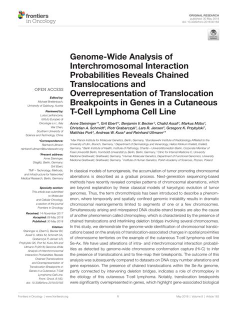 Pdf Genome Wide Analysis Of Interchromosomal Interaction