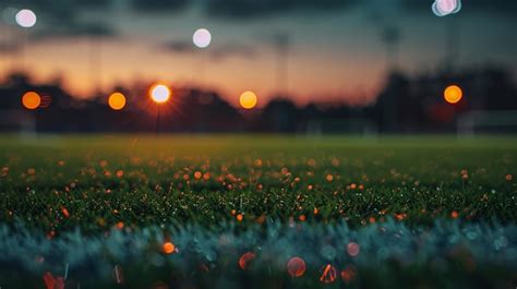 Premium Photo Blurry Background Of A Soccer Field In The Stadium At Night