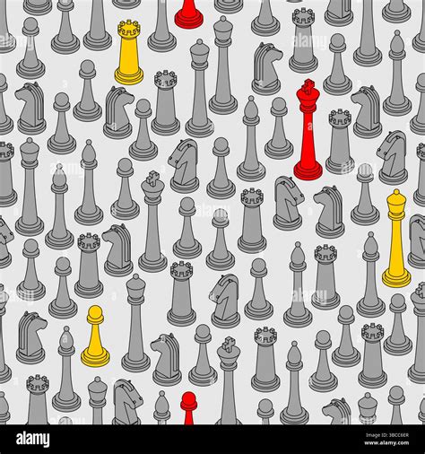 Chess Pattern Seamless Chess Pieces Set Background Stock Vector Image