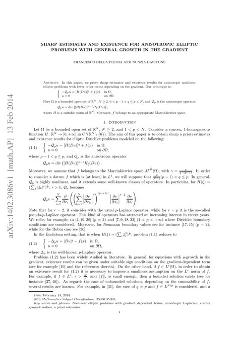 Pdf Sharp Estimates And Existence For Anisotropic Elliptic Problems