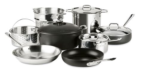 All Clad Multi Material Cookware Set 12 Piece Silver And Black 12