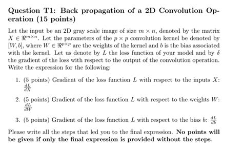 Question T Back Propagation Of A D Convolution Op Chegg