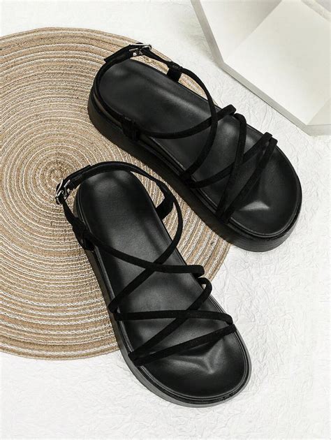 Women Criss Cross Flatform Slingback Sandals Elegant Summer Wedge