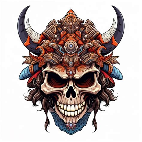 Warrior Skull Wearing A War Helmet Premium Ai Generated Image