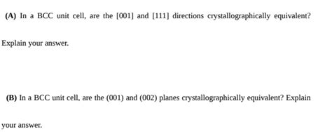 Solved A In A BCC Unit Cell Are The And Chegg