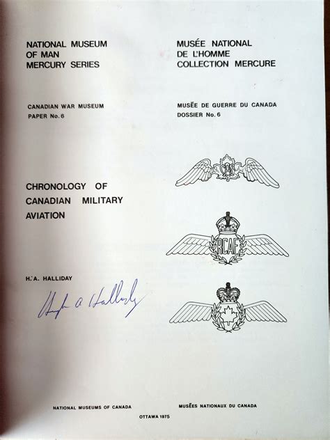 Chronology Of Canadian Military Aviation Signed Copy By Halliday Ha
