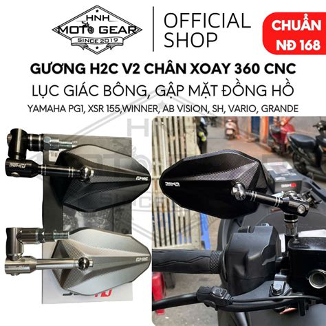 Gương H2c V2 Chân Xoay Lục Bông 360 Cnc Pg1 Xsr Winner Ab Vision Sh