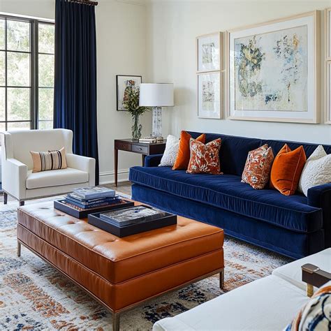 Stunning Mix Of Burnt Orange Navy Blue And White Enhances This Cozy