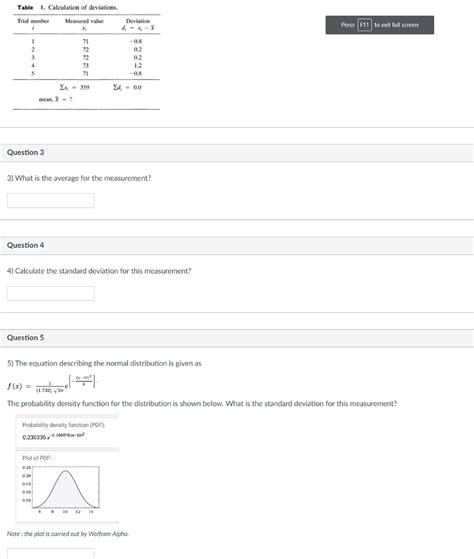 Solved Table I Calculation Of Deviations Trial Number
