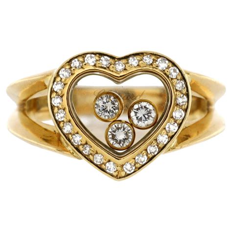 Chopard Happy Diamonds Heart Ring 18k Yellow Gold With Diamonds And 3