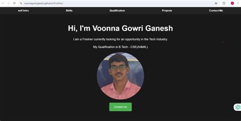 Voonna Gowri Ganesh On Linkedin Portfolio Webdevelopment