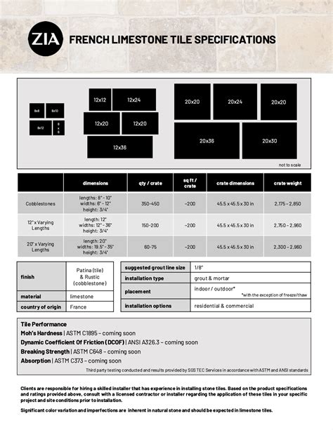 French Limestone Spec Sheet Zia Tile