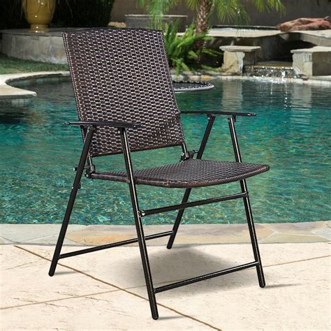 Set Of 4 Rattan Folding Chairs