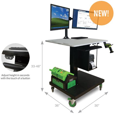 Heavy Duty And Wide Height Adjustable Mobile Powered Computer