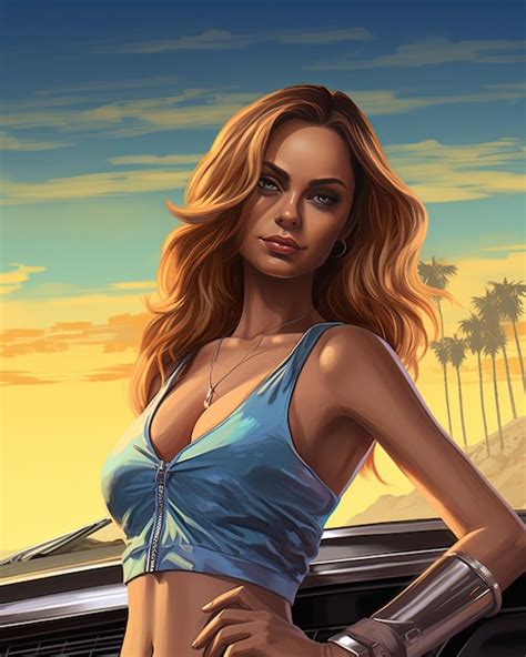 Premium Ai Image Beach Girl Colorful Comic Book Style Artwork
