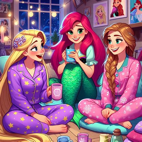 Rapunzel Ariel And Anna Are Having Slumber Party By Tktim On Deviantart