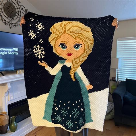 Elsa Crochet Blanket Pattern C2c Graph Row By Row Pdf Download Etsy