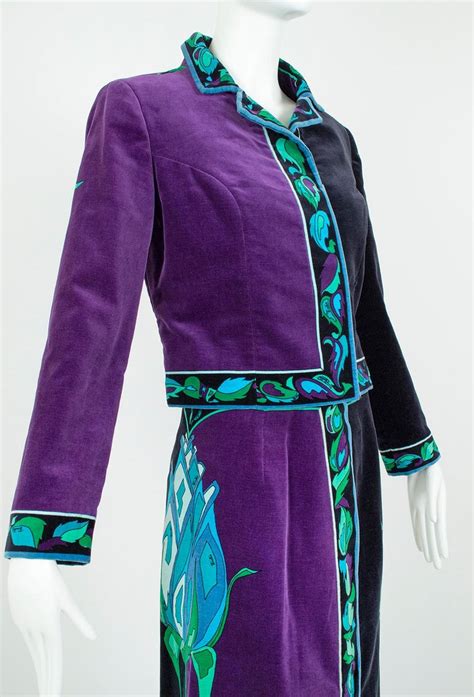Emilio Pucci Black And Purple Rose Velvet Jacket And Maxi Skirt Saks