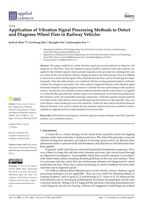 Application Of Vibration Signal Processing Methods To Detect And Diagnose Wheel Flats In Railway