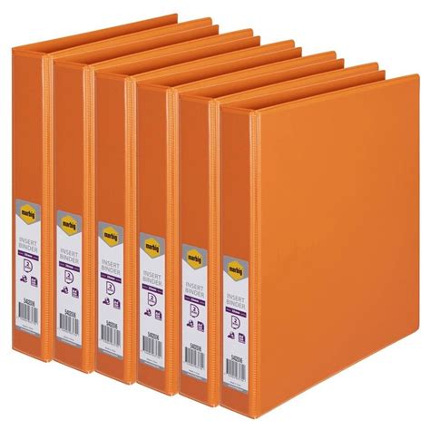 6x Marbig Pp Clearview 2 D Ring 25mm A4 Insert Binder File Paper