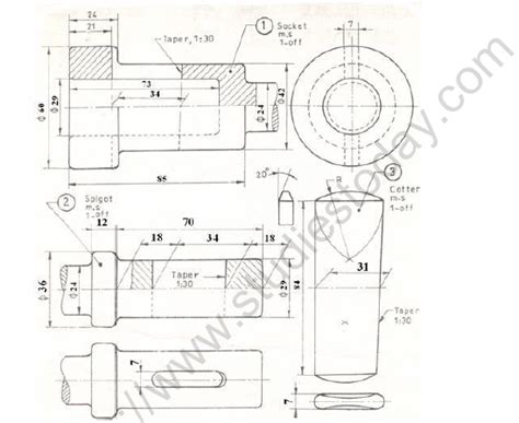 Cbse Class 12 Engineering Graphics Assembly Drawing Worksheet Set B